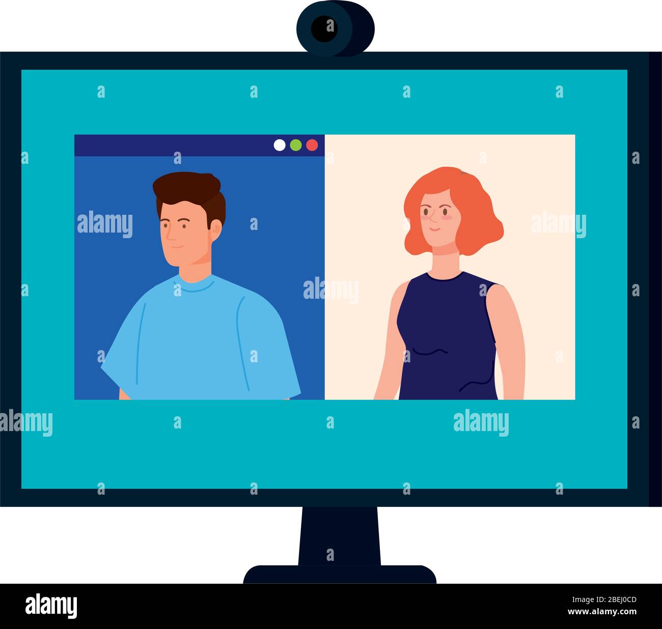 couple in video conference in computer Stock Vector Image & Art - Alamy