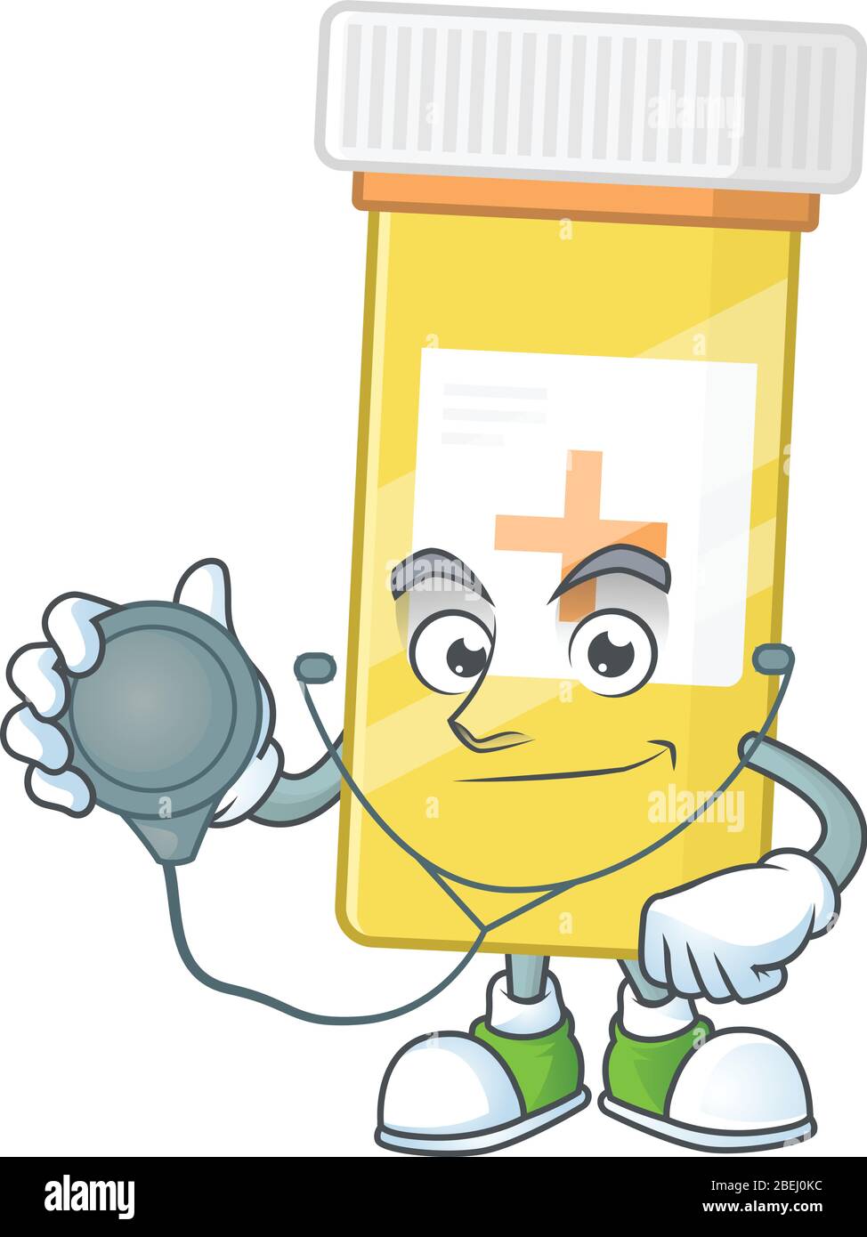 A dedicated Doctor medicine bottle Cartoon character with stethoscope ...