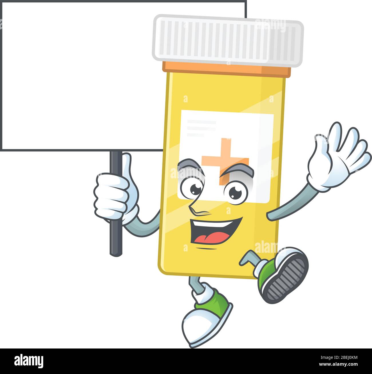 Sweet medicine bottle cartoon character rise up a board Stock Vector ...