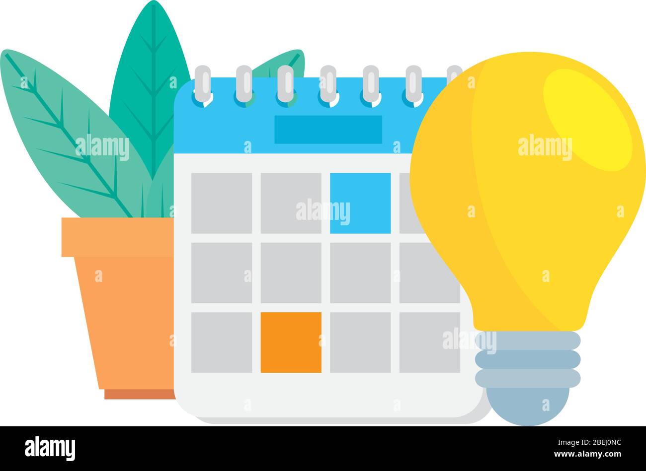 calendar with light bulb and pot plant Stock Vector Image & Art - Alamy