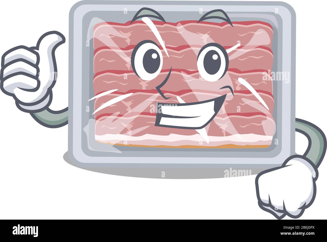 Frozen smoked bacon cartoon character design making OK gesture Stock ...