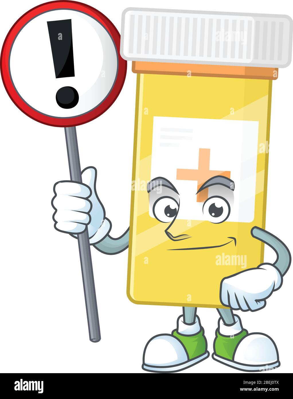 A picture of medicine bottle cartoon character concept holding a sign ...