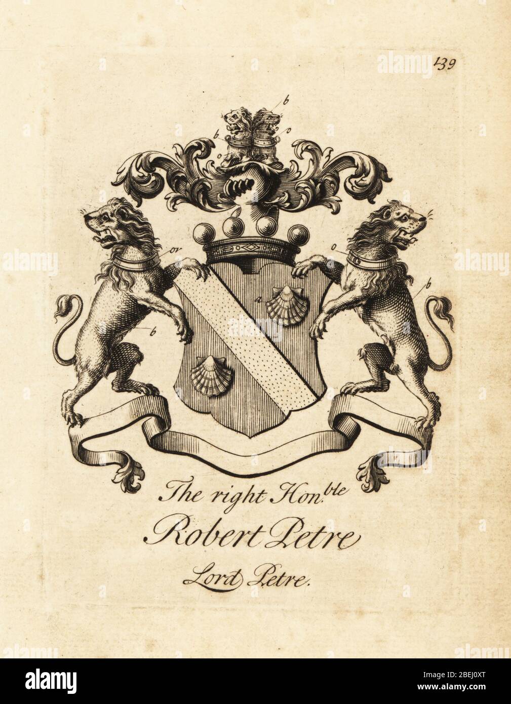 Coat of arms of the Right Honourable Robert Petre, Lord Petre, 8th ...