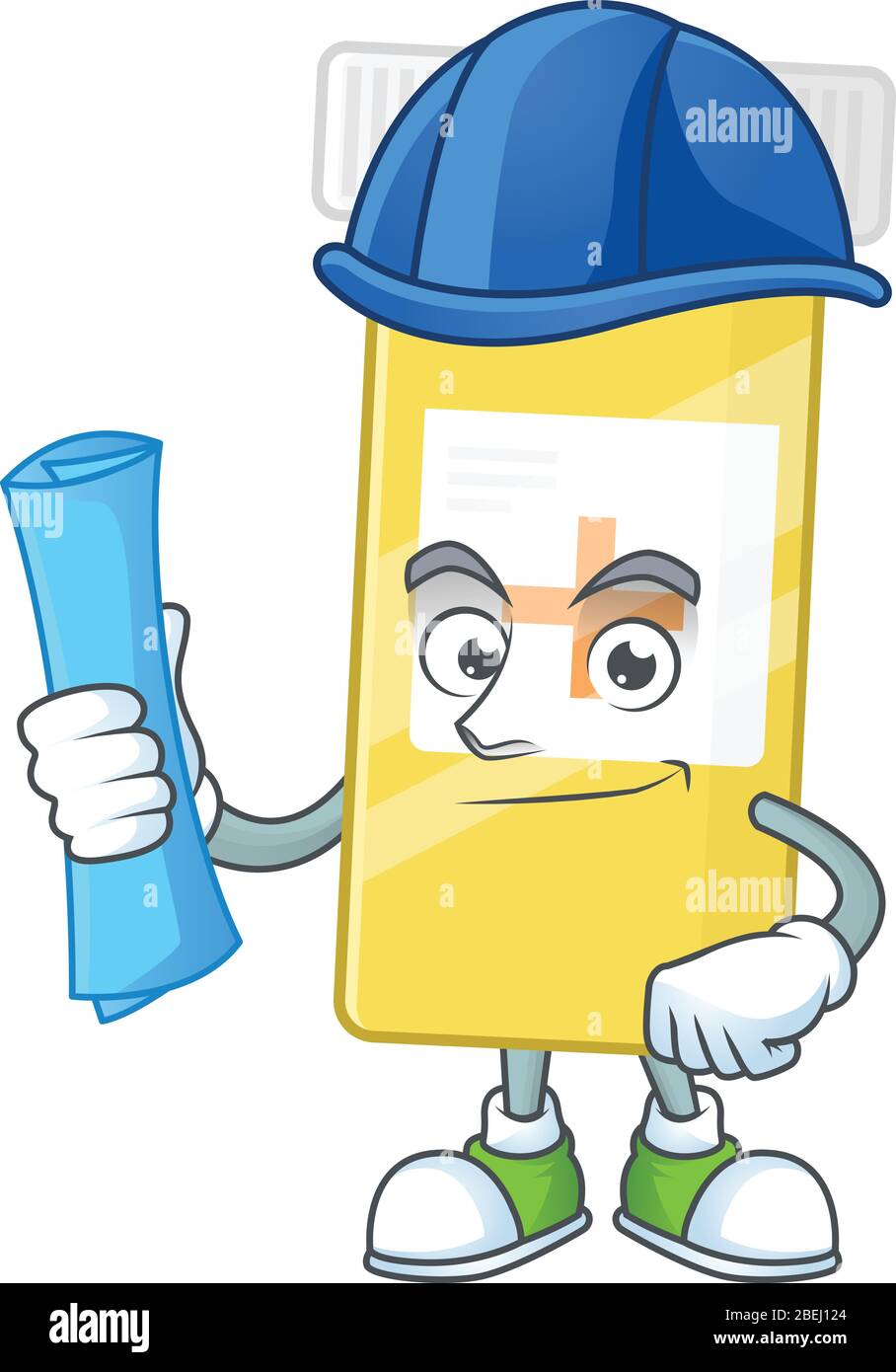 Talented Architect medicine bottle cartoon design style having blue ...