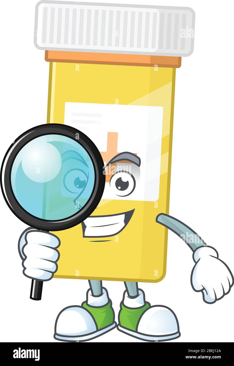 Smart Detective of medicine bottle cartoon character design concept ...