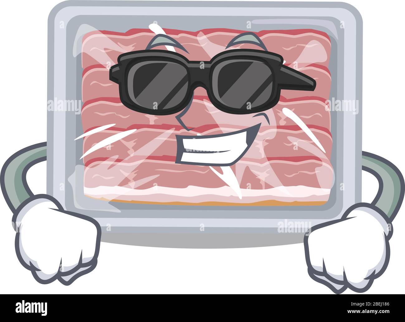 Cool frozen smoked bacon cartoon character wearing expensive black ...