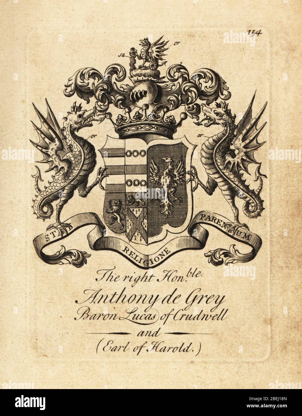 Coat of arms of the Right Honourable Anthony de Grey, 3rd Baron Lucas ...