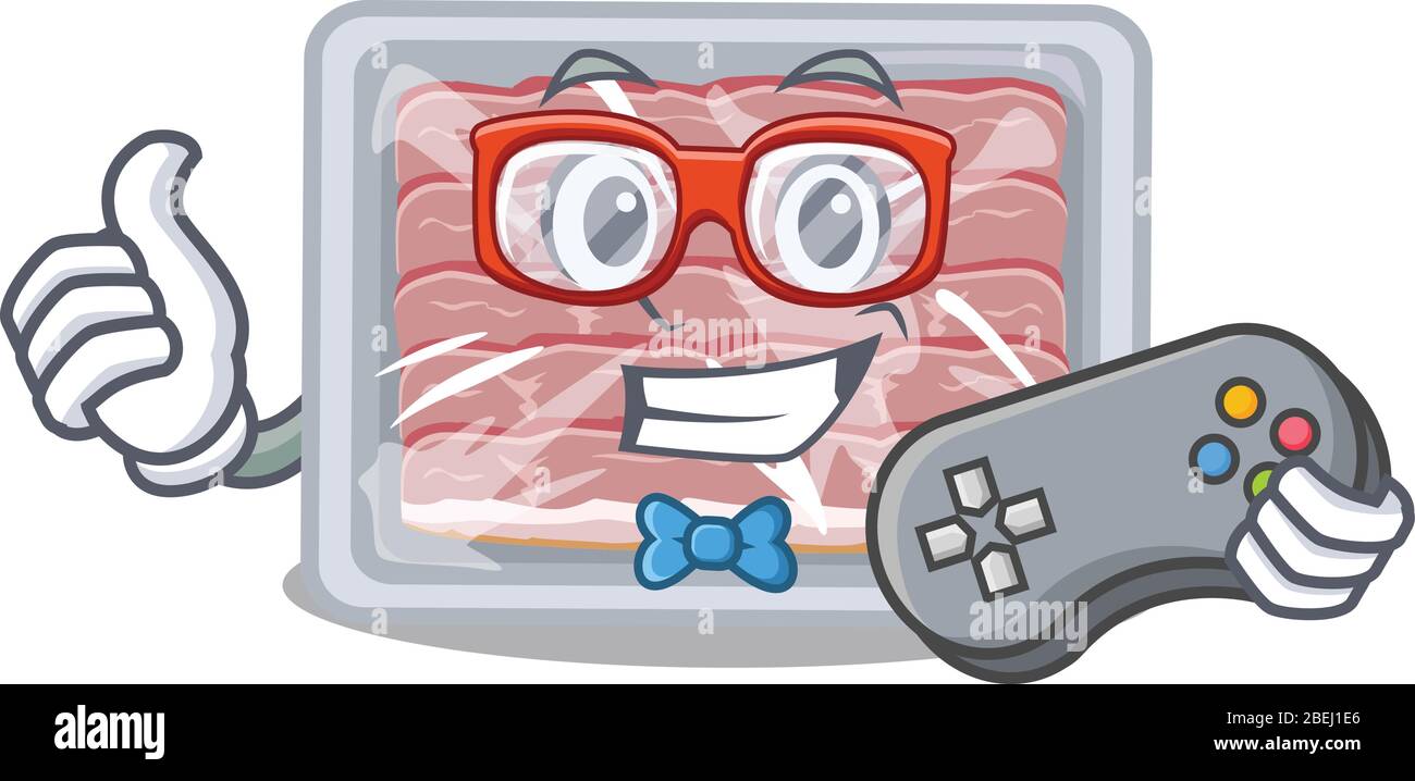 Mascot design concept of frozen smoked bacon gamer using controller ...