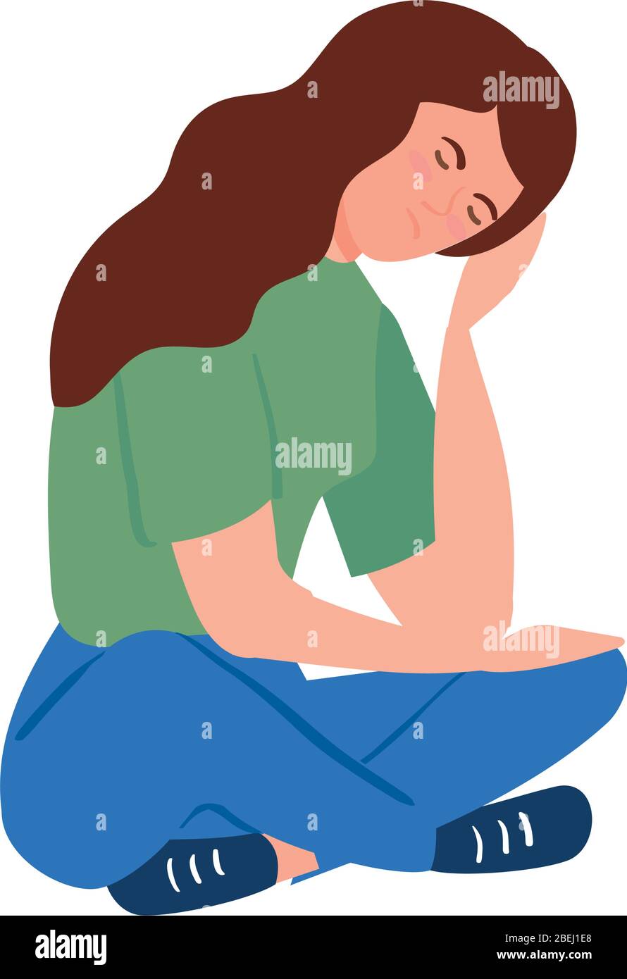 woman sitting with stress attack isolated icon Stock Vector Image & Art ...