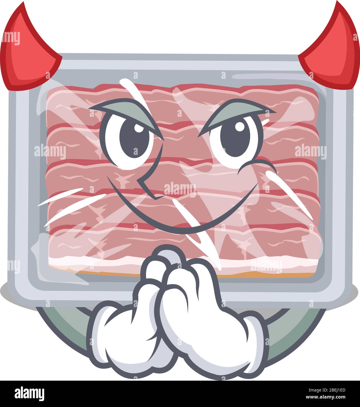 Frozen smoked bacon dressed as devil cartoon character design style ...