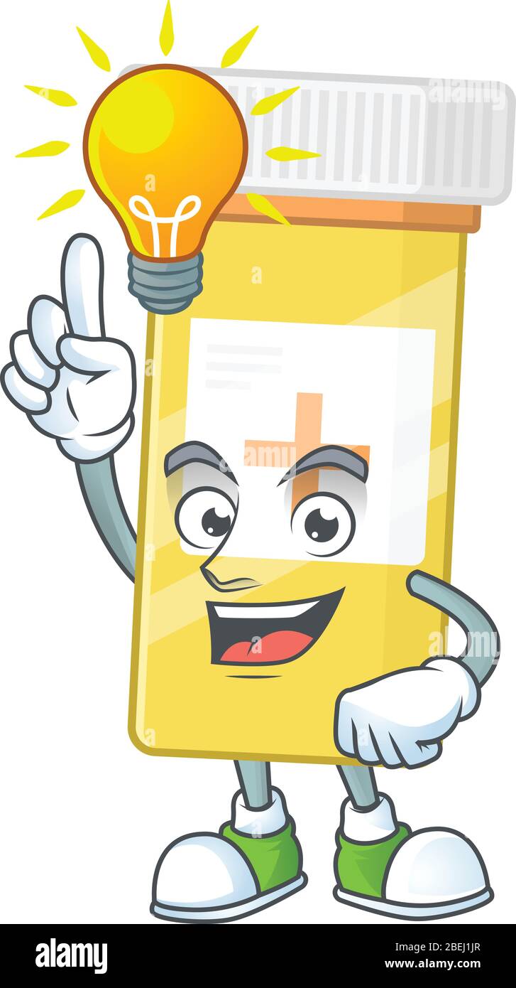 A genius medicine bottle mascot character design have an idea Stock ...