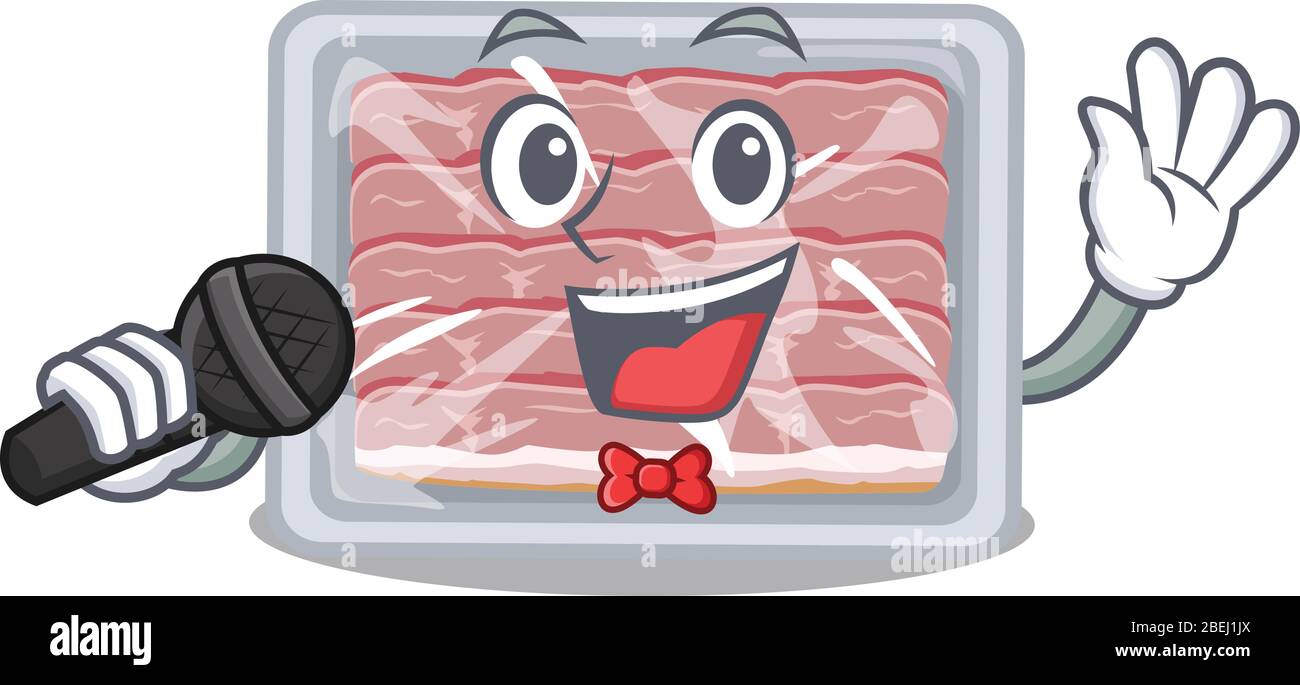 Talented singer of frozen smoked bacon cartoon character holding a ...