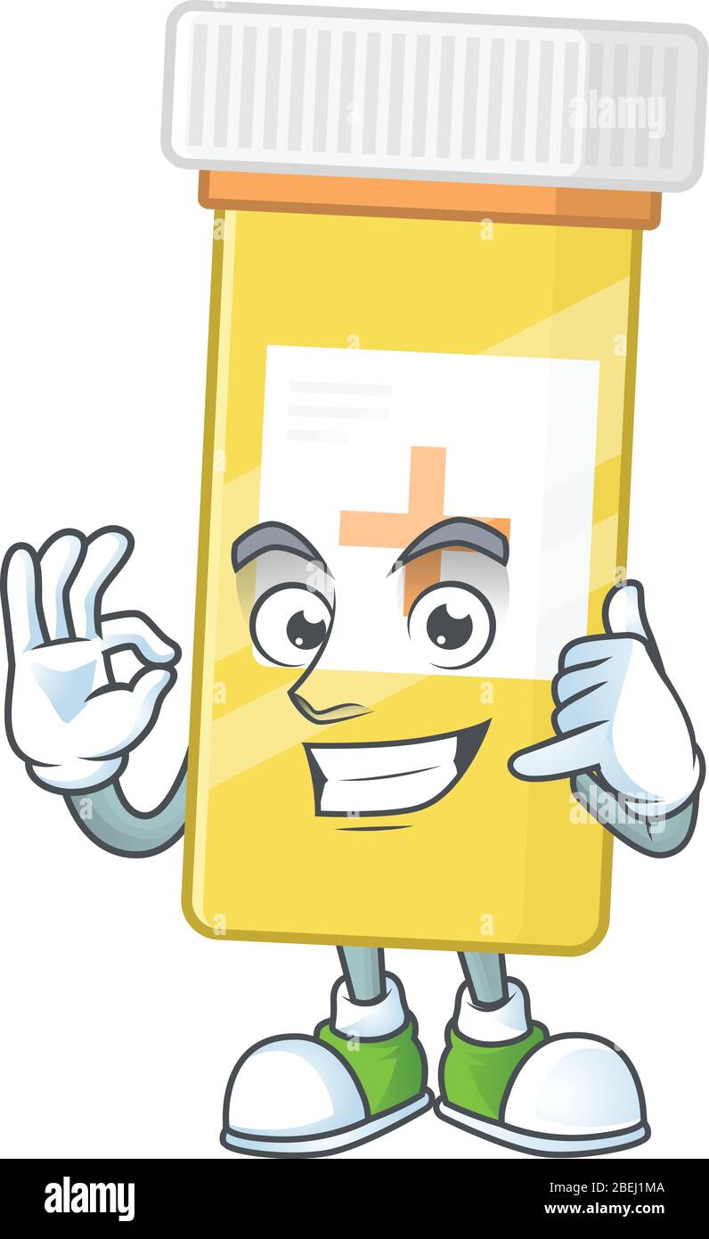 Medicine bottle mascot cartoon design make a call gesture Stock Vector ...