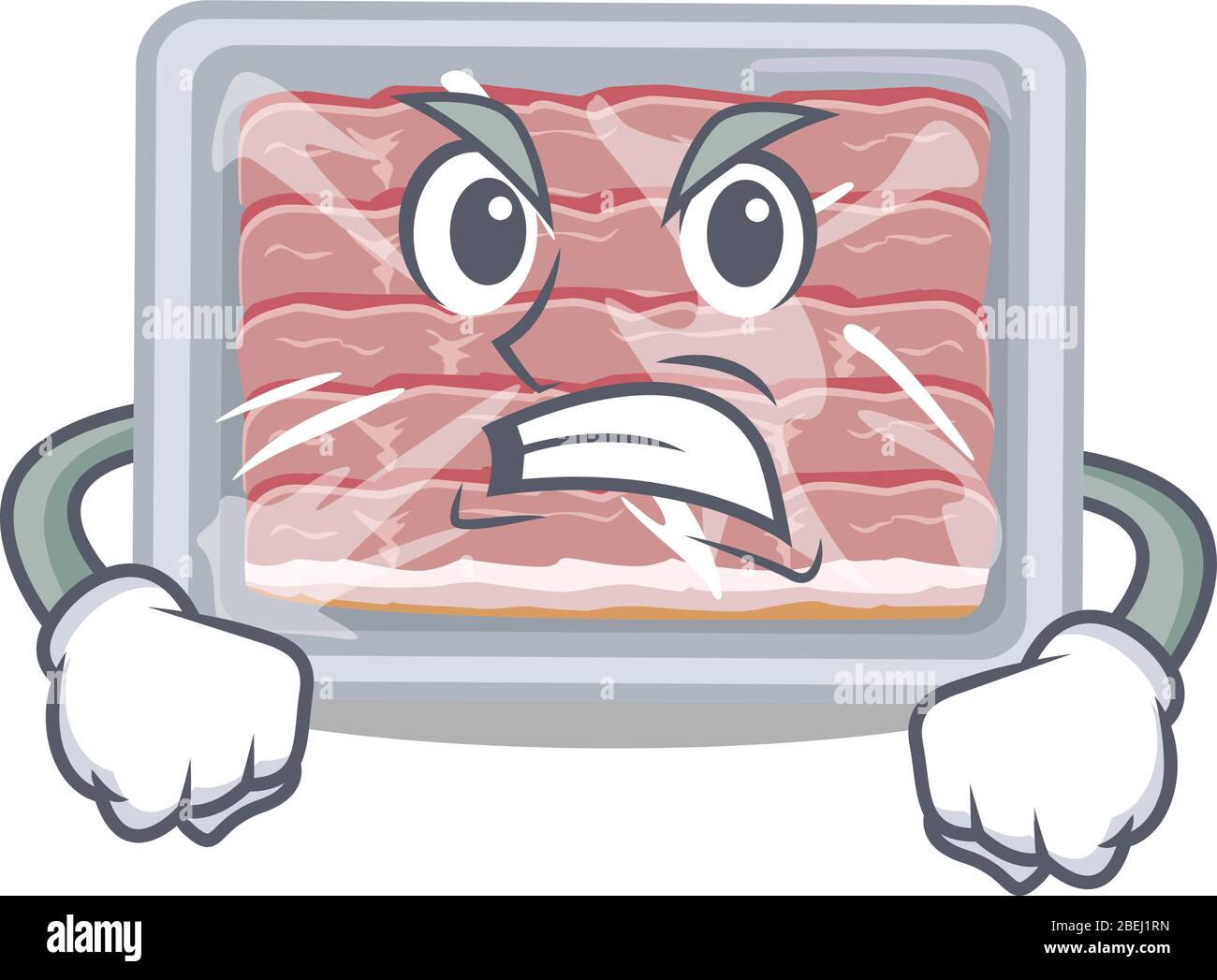 Mascot design concept of frozen smoked bacon with angry face Stock ...
