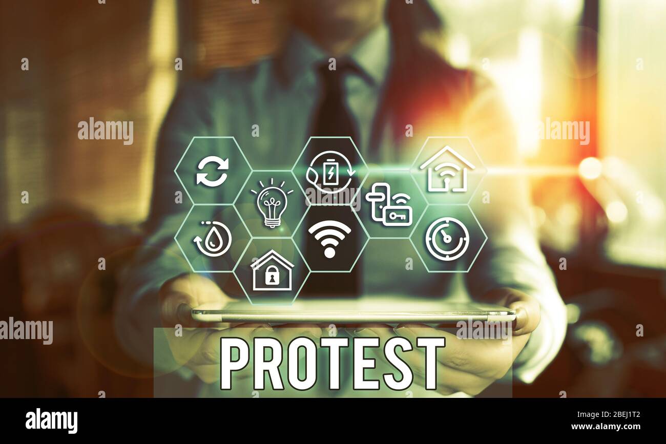 Handwriting text Protest. Conceptual photo An action expressing ...