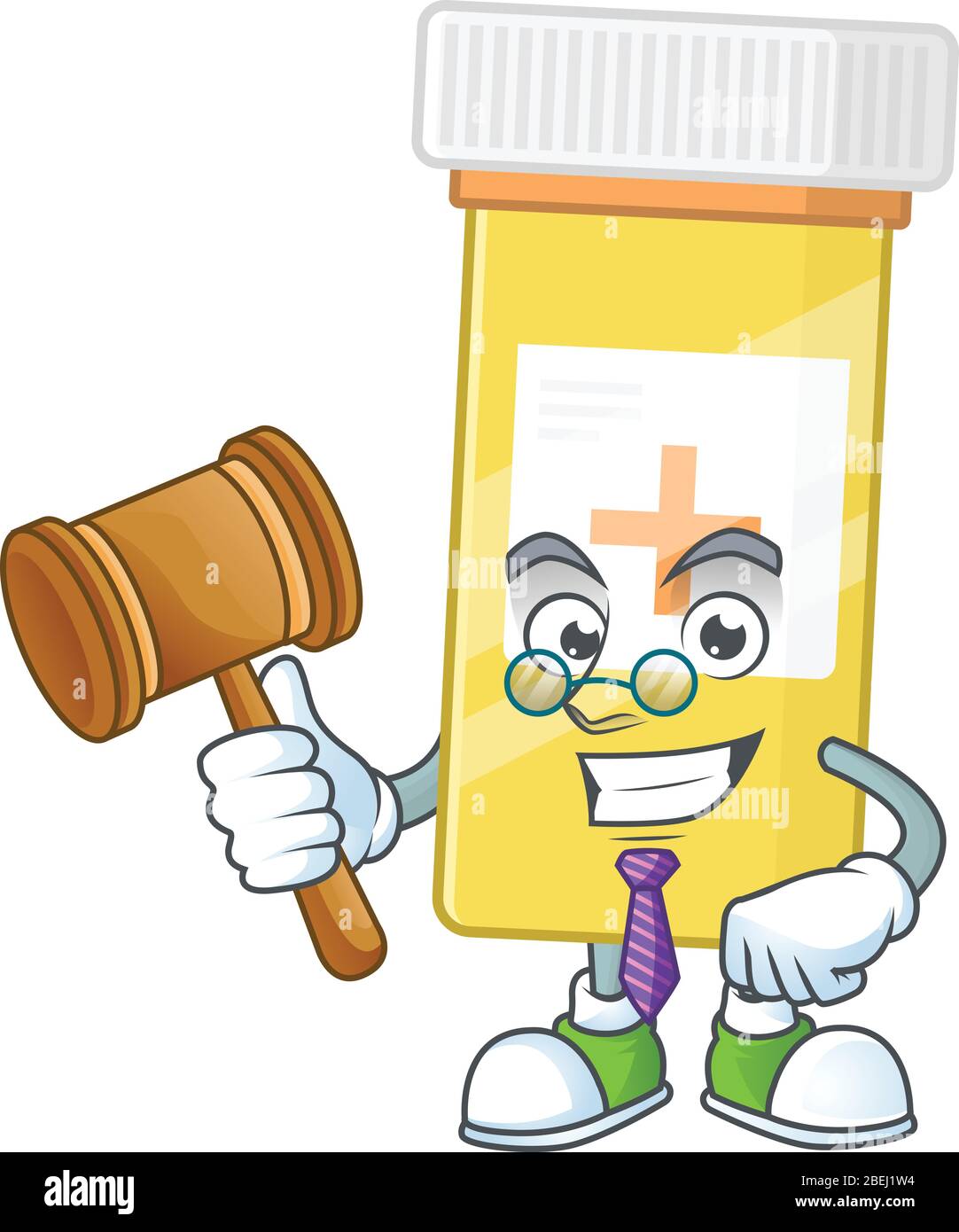 Charismatic Judge medicine bottle cartoon character design with glasses ...