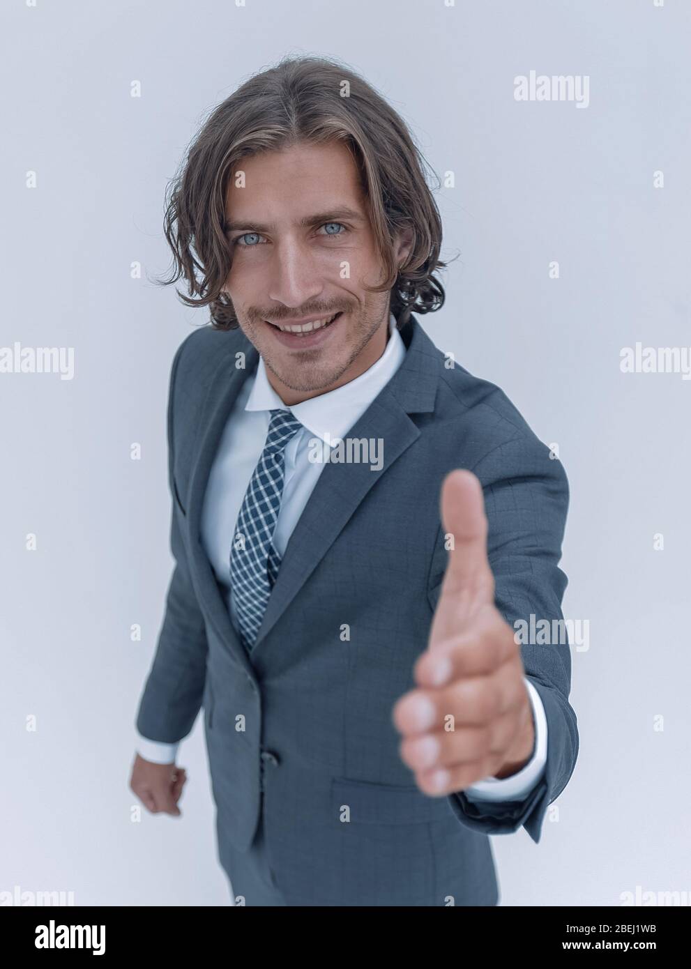 Business man offer and give hand for handshake Stock Photo - Alamy