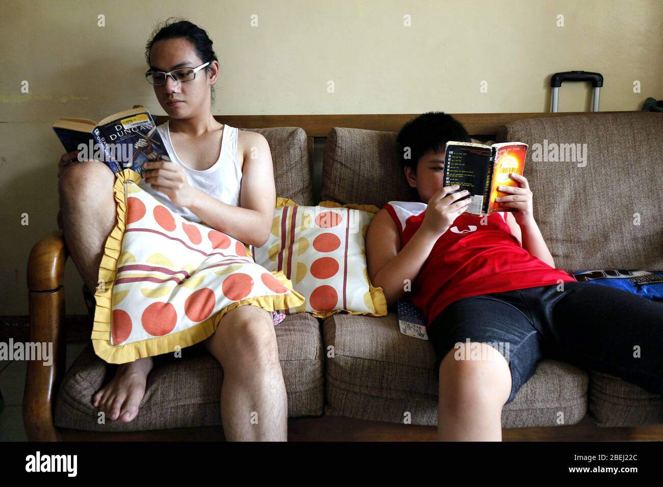 Antipolo City, Philippines - April 13, 2020: Filipino kids read books ...