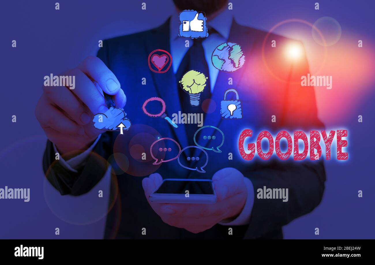 Handwriting text writing Goodbye. Conceptual photo used to express good ...