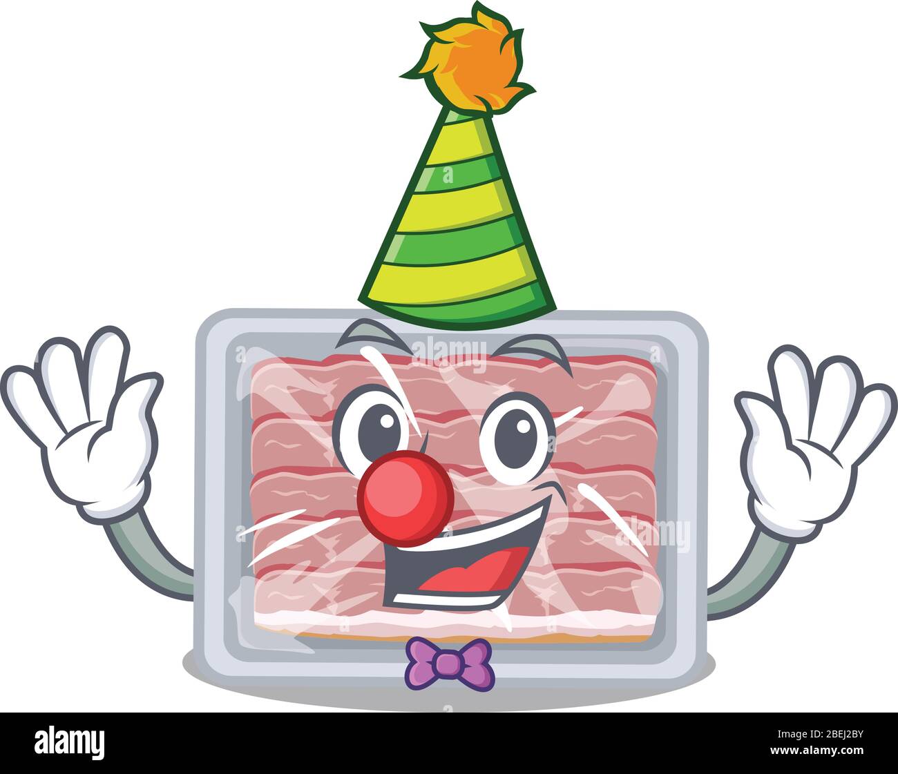 cartoon character design concept of cute clown frozen smoked bacon ...