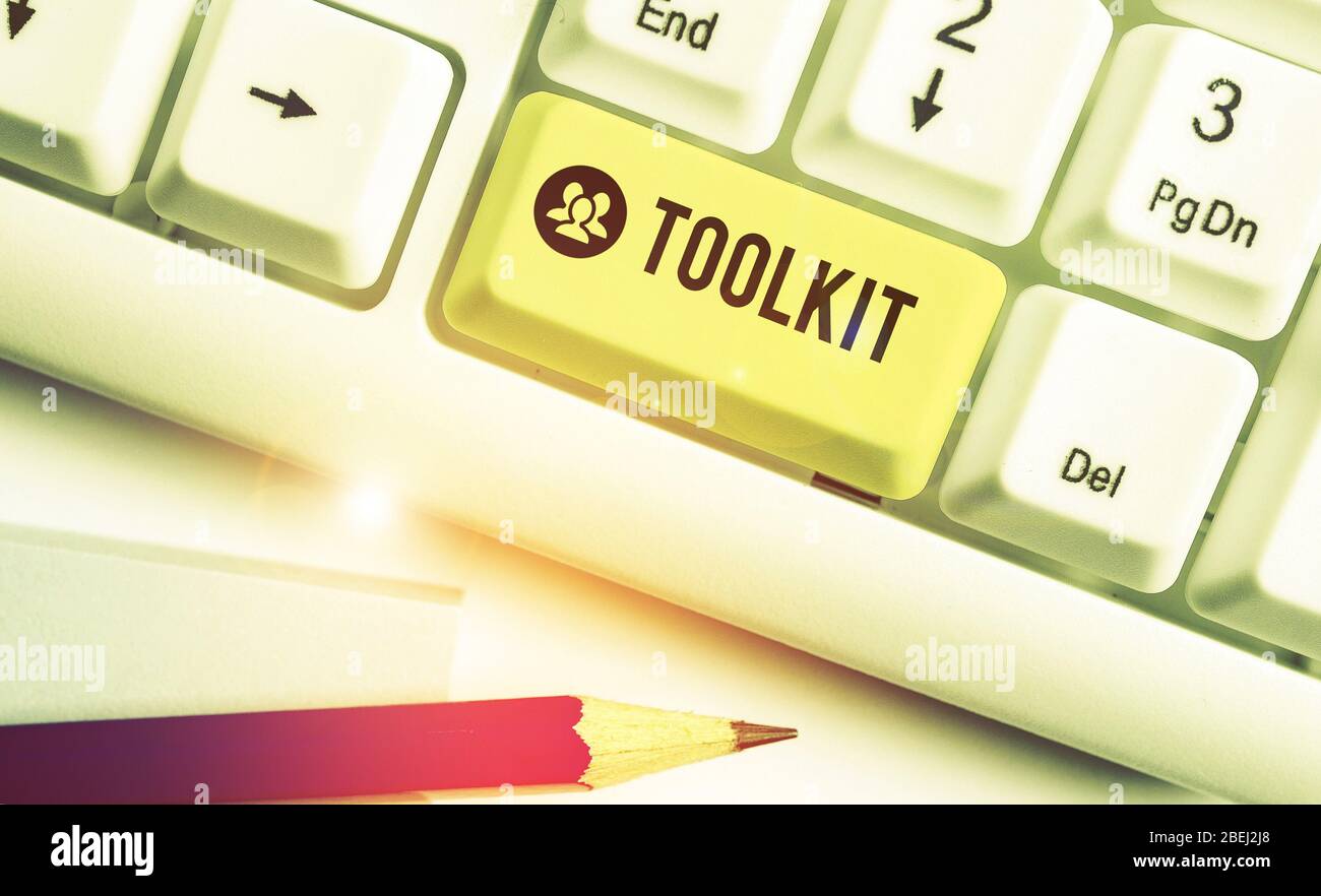 Conceptual hand writing showing Toolkit. Concept meaning set of tools ...