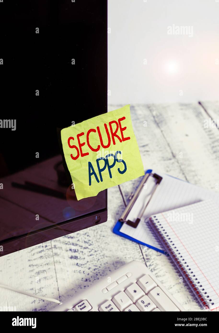 Writing note showing Secure Apps. Business concept for protect the ...