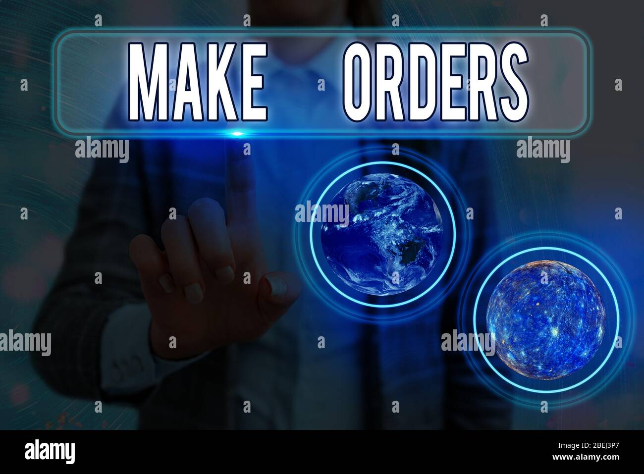 Text sign showing Make Orders. Business photo text A confirmed request ...