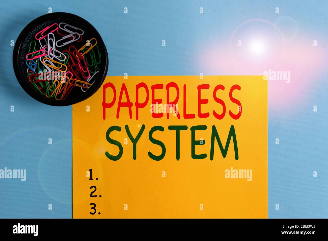 Handwriting text writing Paperless System. Conceptual photo storage or ...