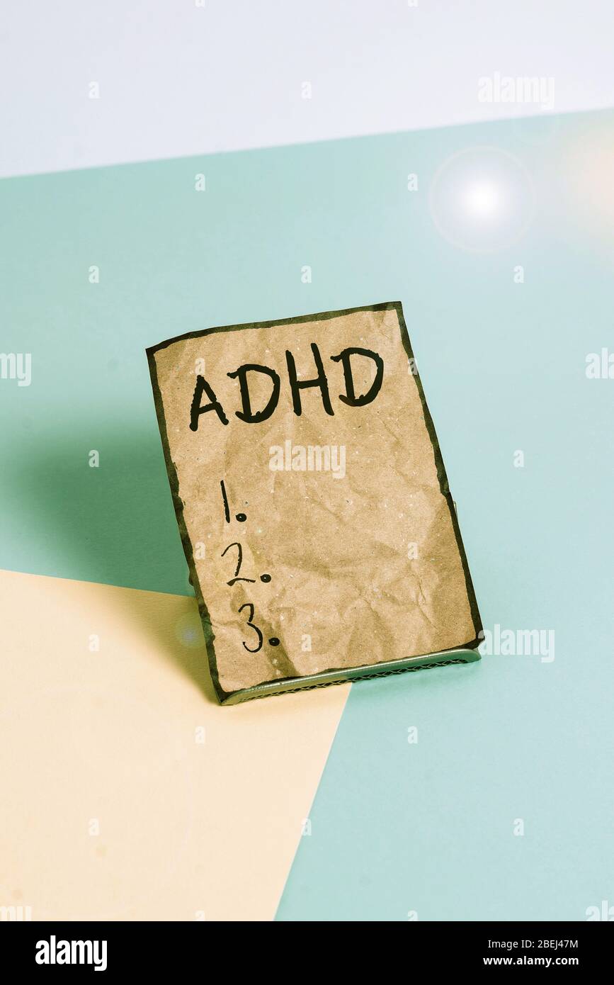 Writing note showing Adhd. Business concept for Mental health disorder ...