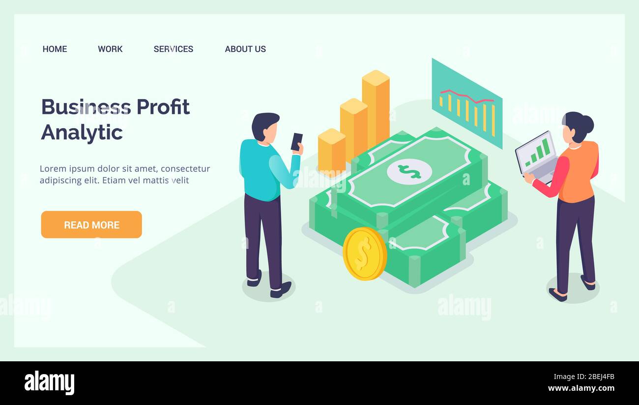 business profit analysis for website landing homepage template banner ...