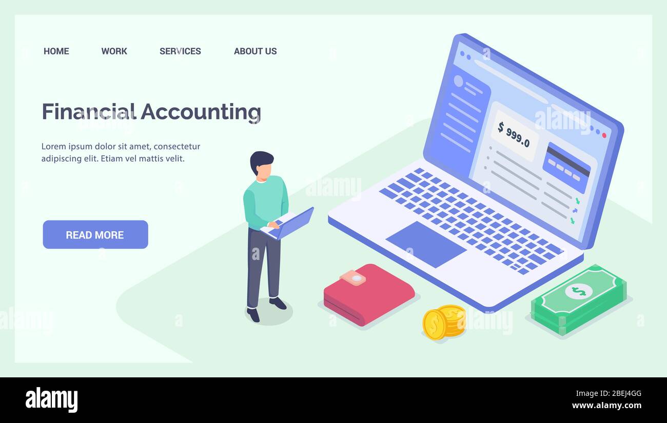 financial accounting with people and some graph and chart money for ...