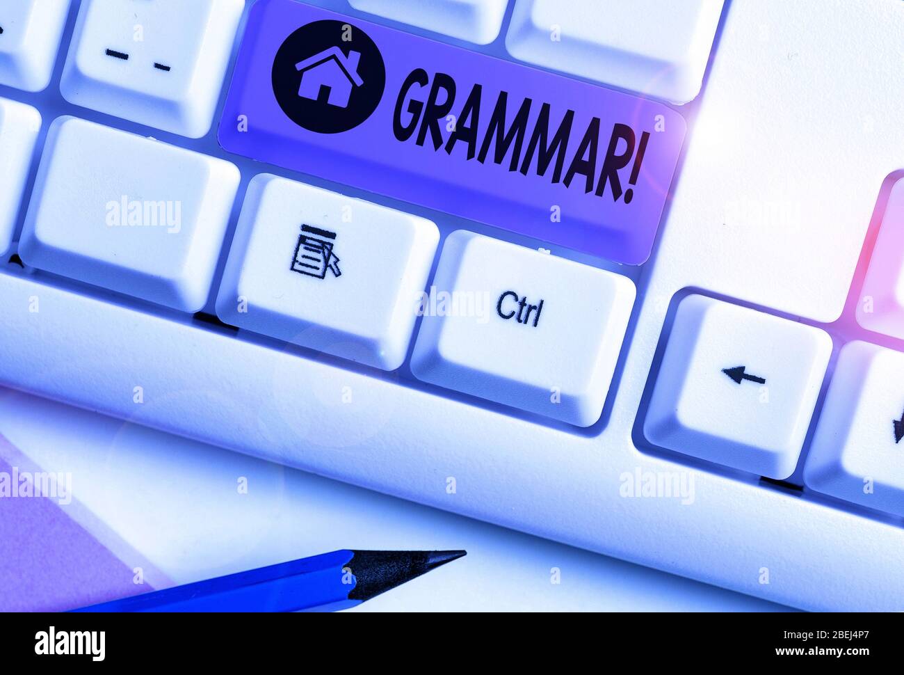 Writing note showing Grammar. Business concept for whole system ...