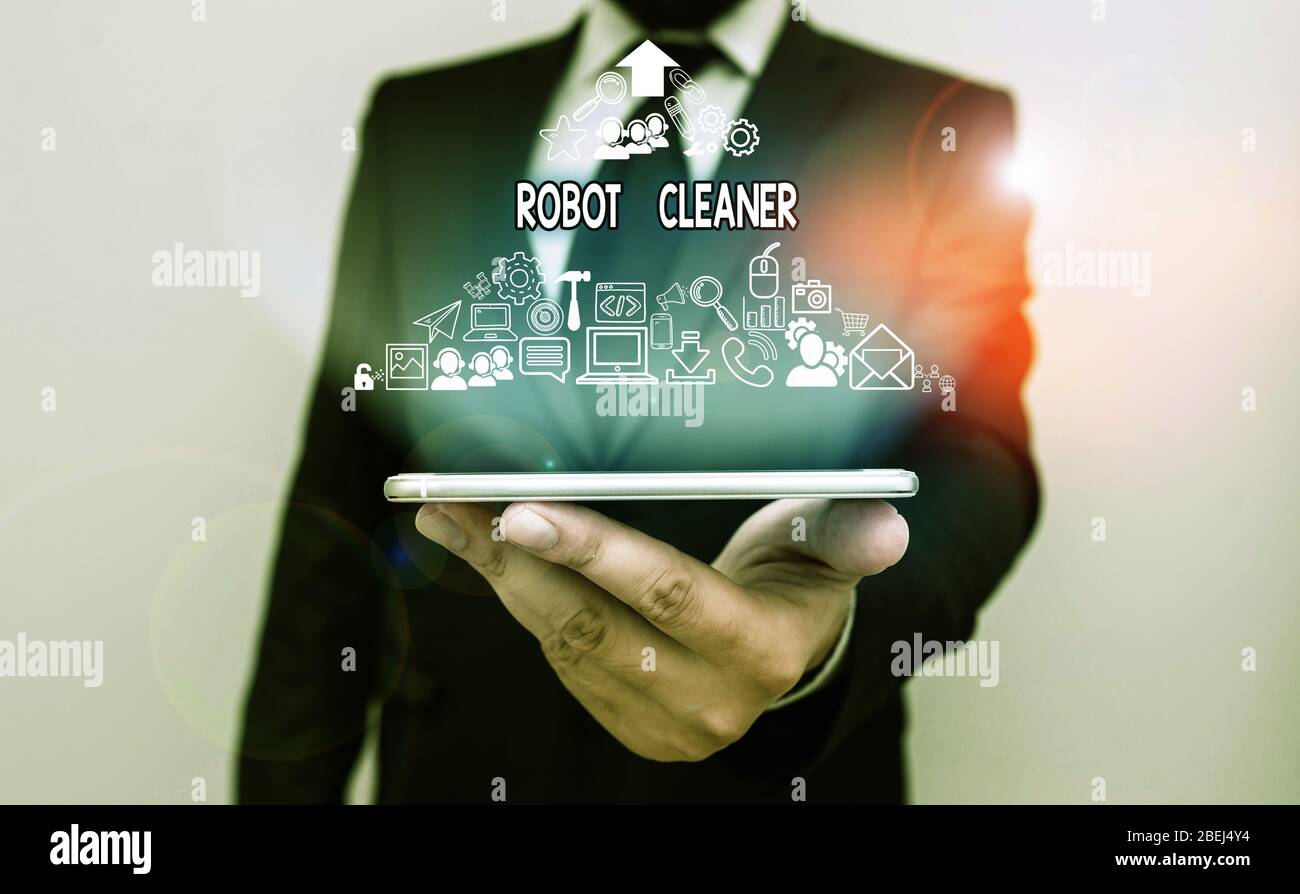 Text sign showing Robot Cleaner. Business photo text Intelligent ... Text sign showing Robot Cleaner. Business photo text Intelligent ...