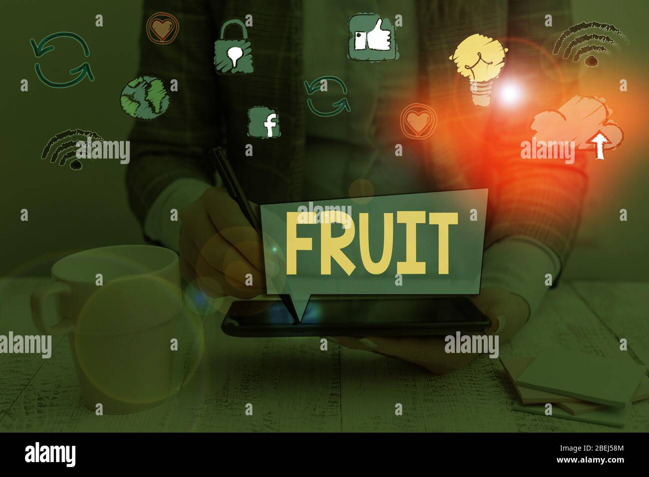 Writing note showing Fruit. Business concept for sweet and fleshy ...