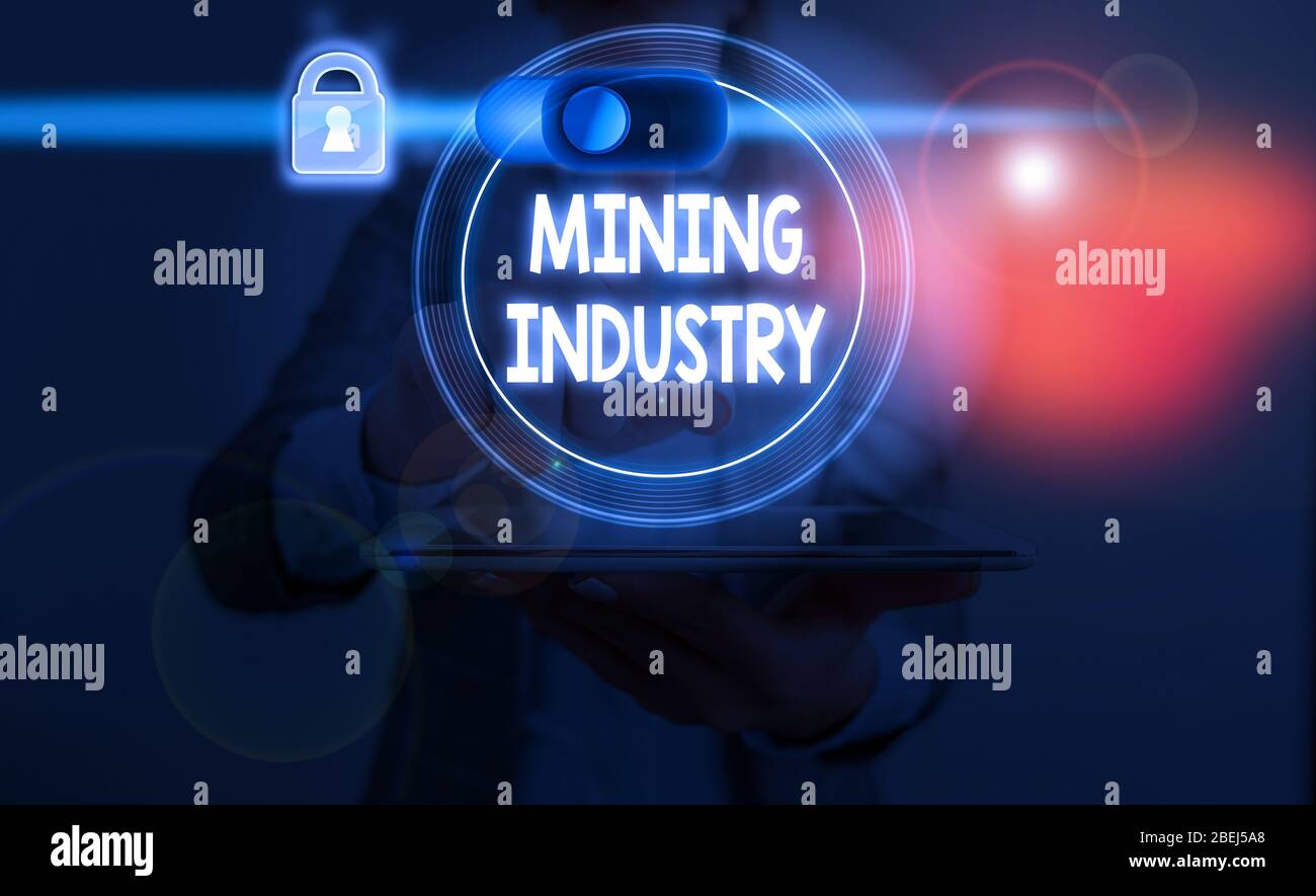 Text sign showing Mining Industry. Business photo showcasing extraction ... Text sign showing Mining Industry. Business photo showcasing extraction ...