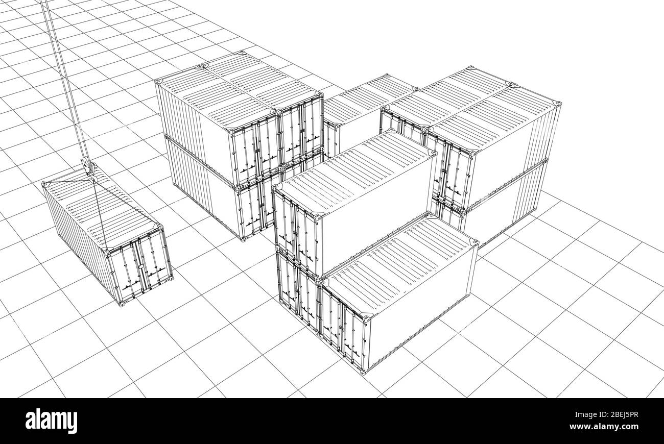 Cargo containers Black and White Stock Photos & Images - Alamy