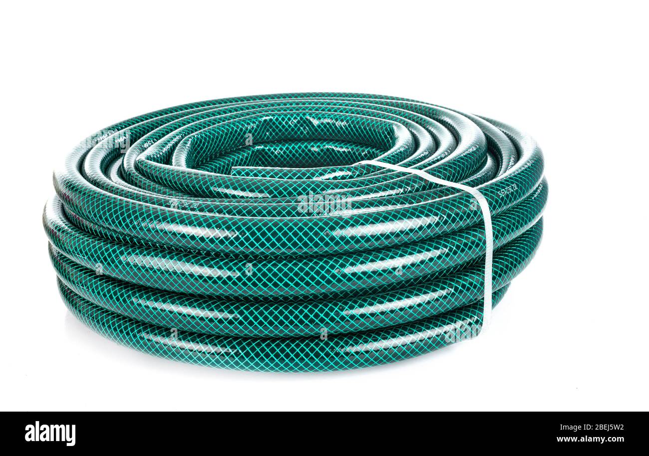 garden hose in front of white background Stock Photo - Alamy
