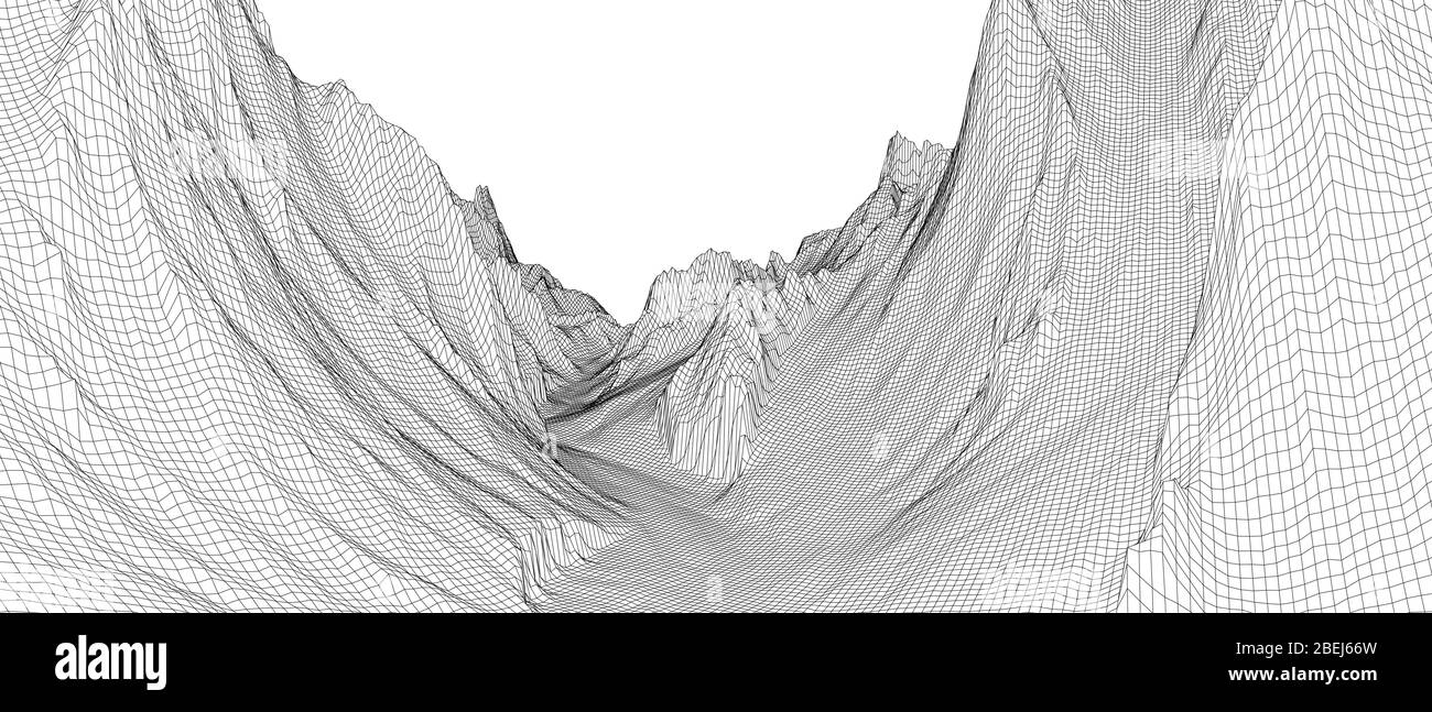 Abstract 3d wire-frame landscape. Blueprint style Stock Vector Image ...