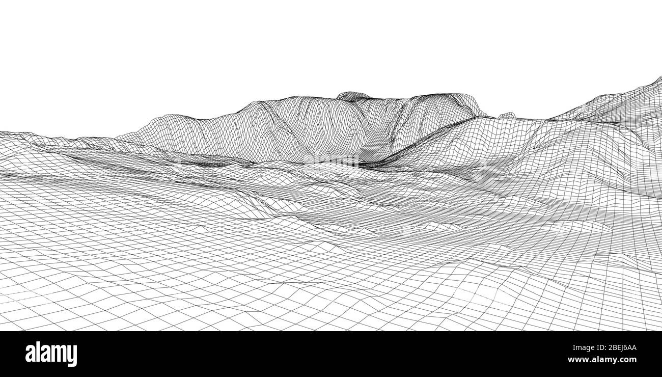 Abstract 3d wire-frame landscape. Blueprint style Stock Vector Image ...