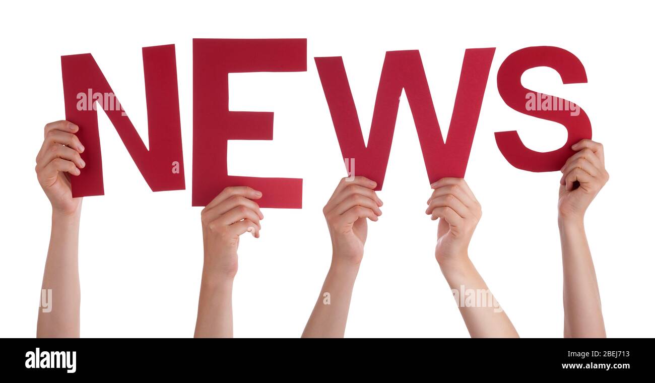 People Hands Holding Word News, Isolated Background Stock Photo - Alamy