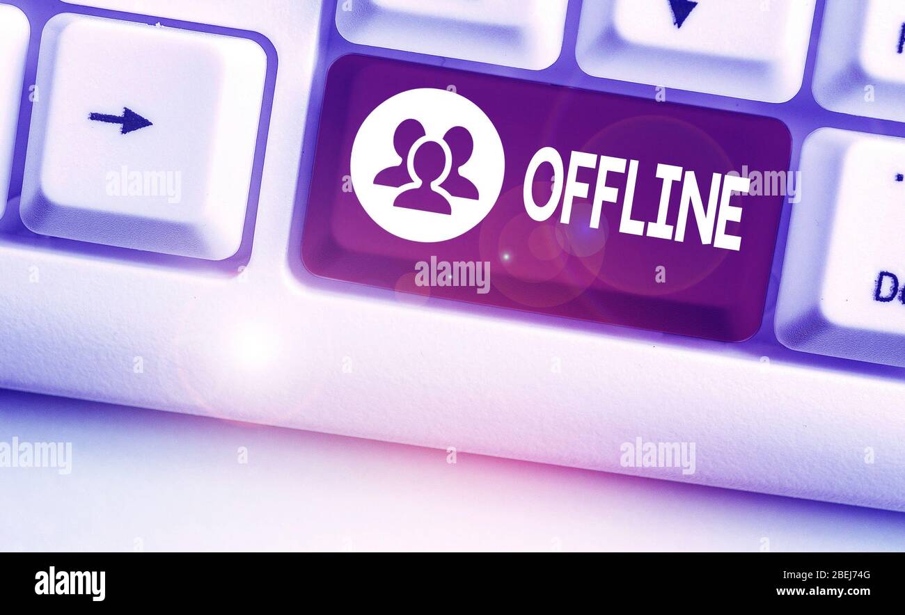 Conceptual hand writing showing Offline. Concept meaning Not having ...