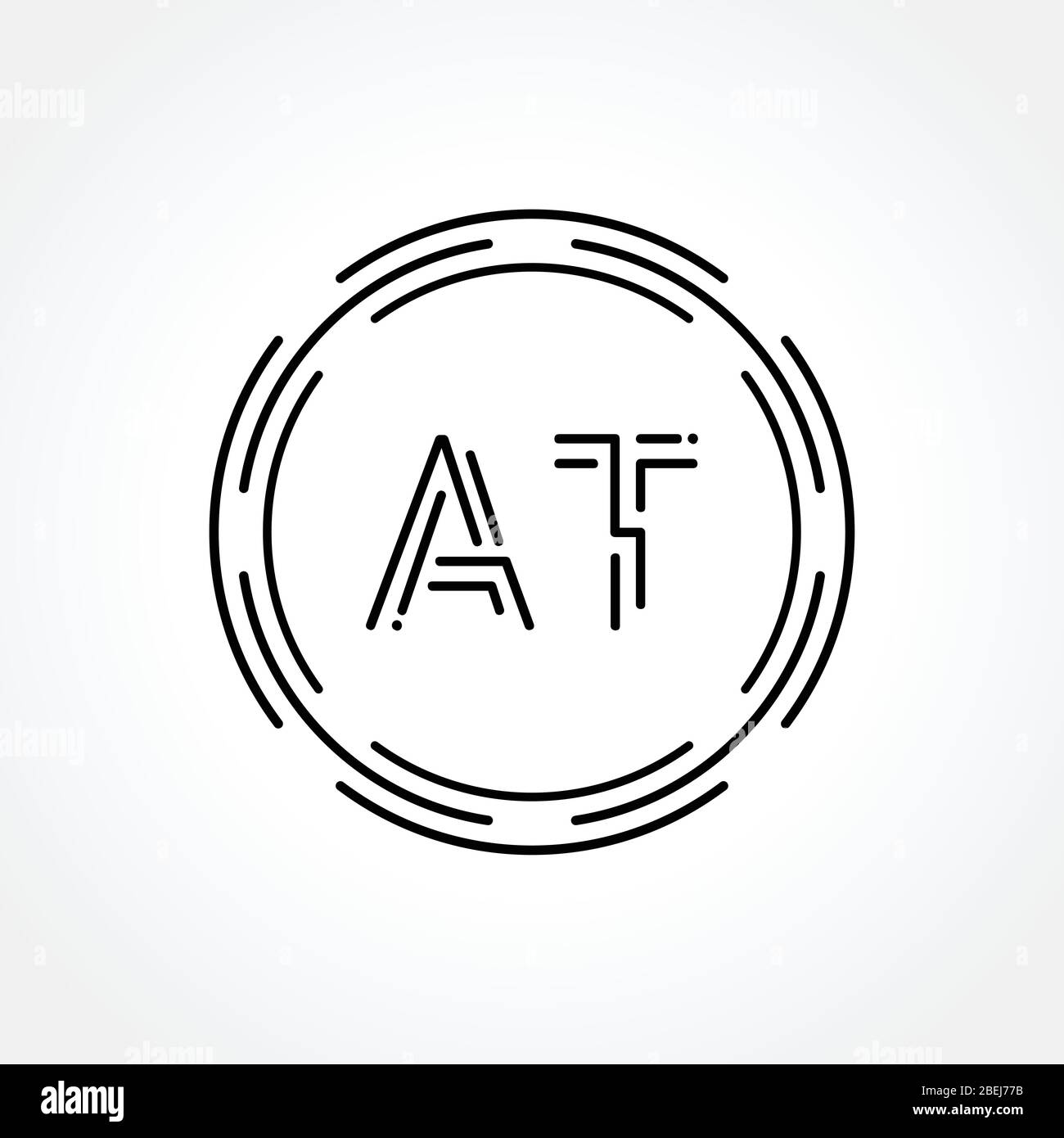 Initial AT Logo Creative Typography Vector Template. Digital Abstract ...