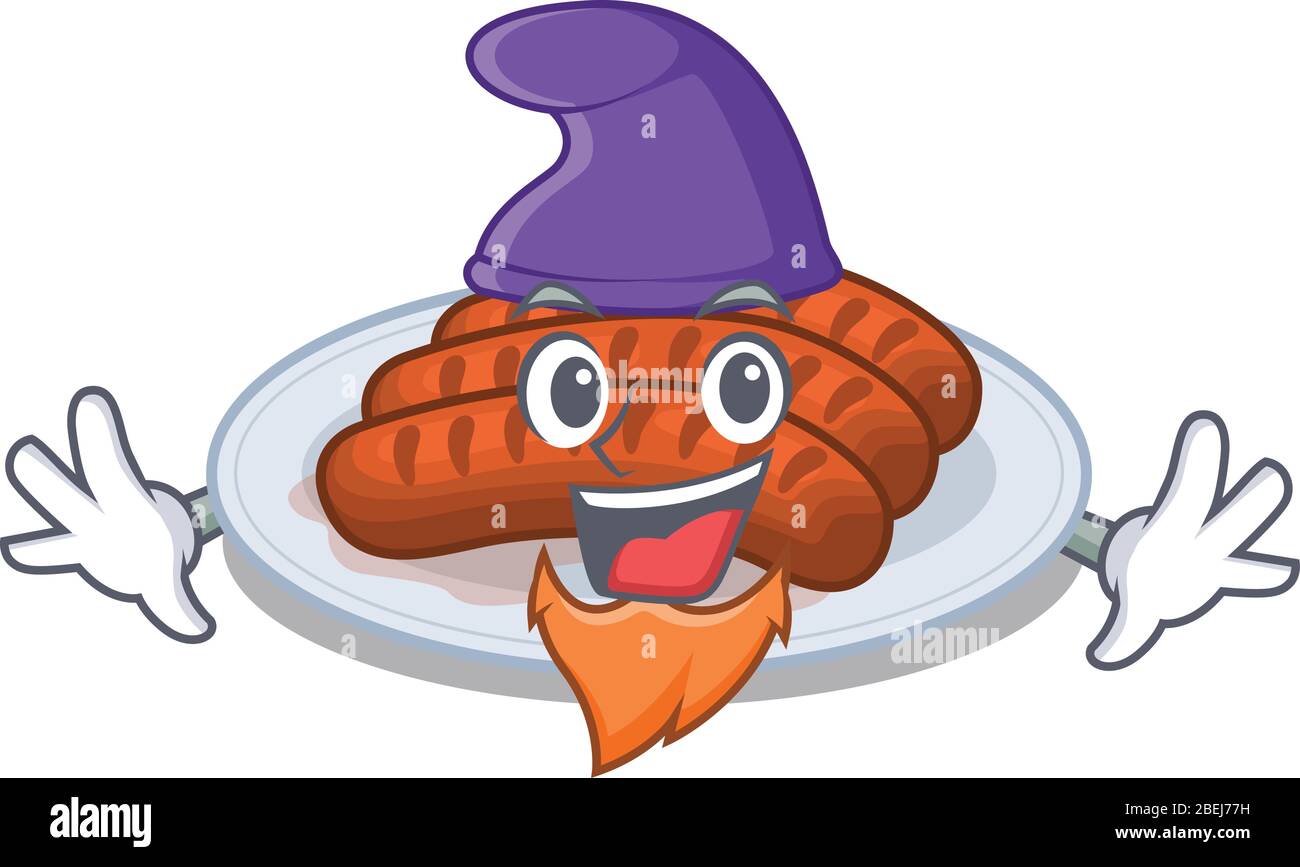Cute picture of grilled sausage in Elf cartoon design Stock Vector ...