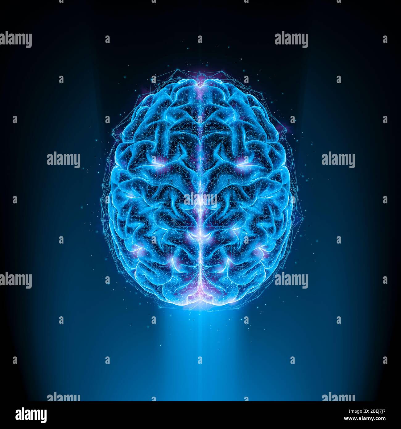 Virtual reality user mind / 3D illustration of glowing artificial ...