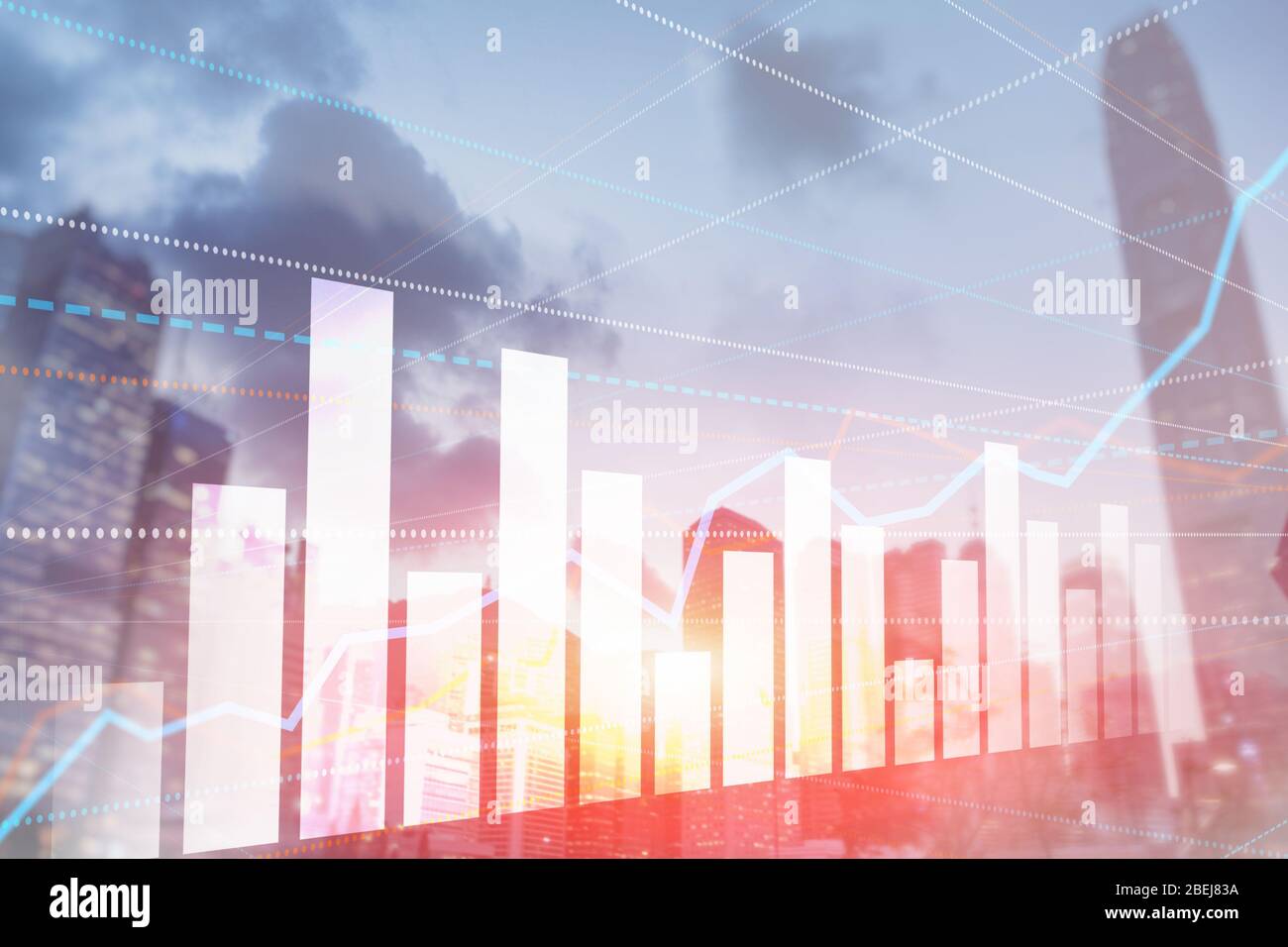 3D Graph and Lines. Hong Kong Blurred Background. For your business ...
