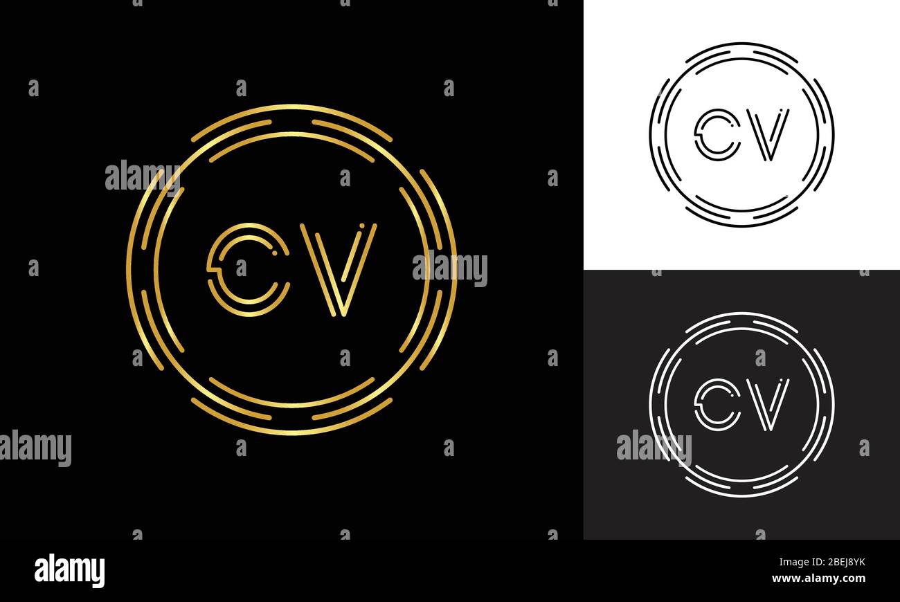 Initial CV Letter Logo Business Typography Vector Template. Digital ...