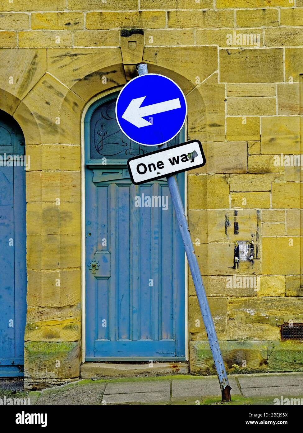 Tilted traffic sign hi-res stock photography and images - Alamy