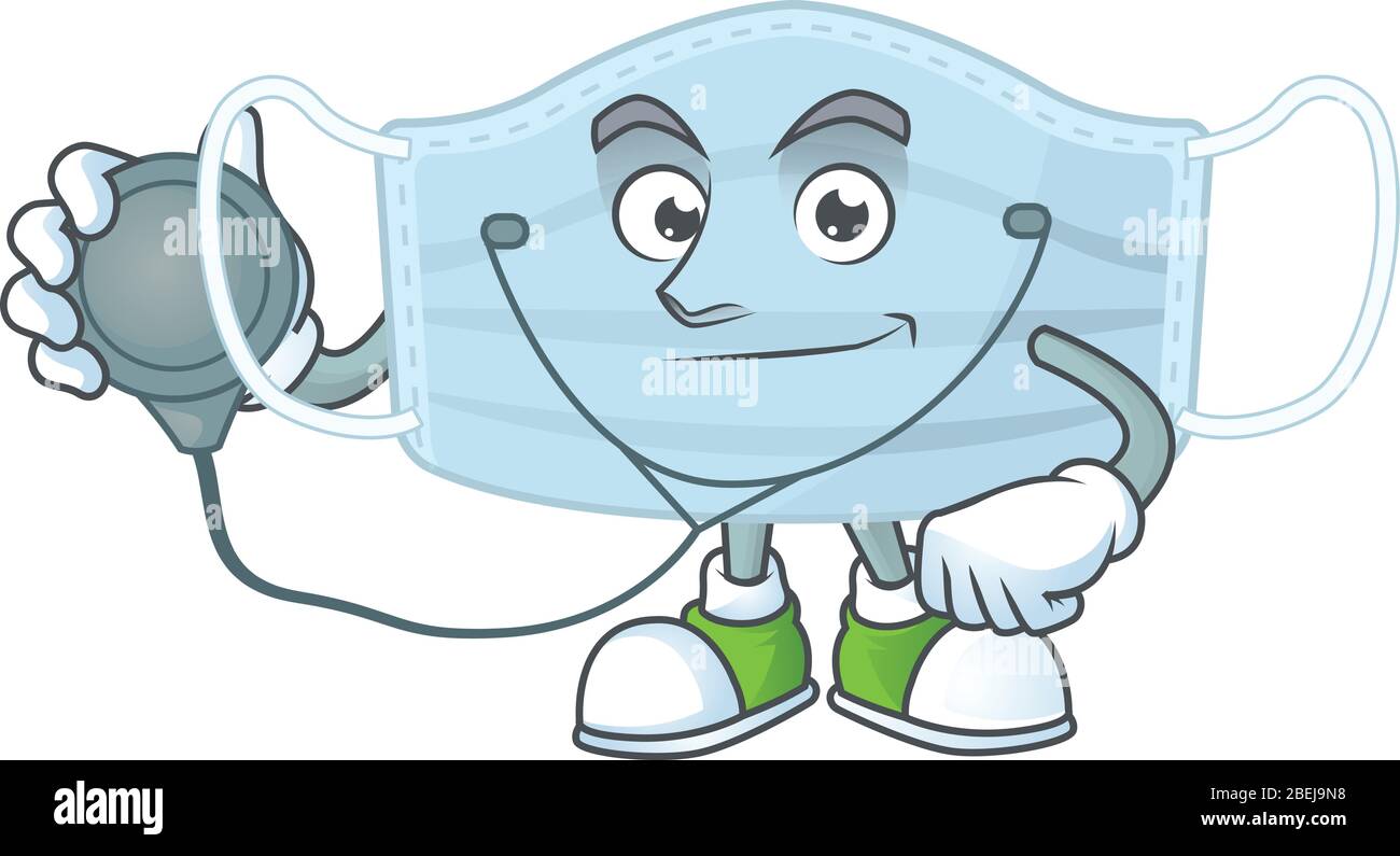 A dedicated Doctor surgery mask Cartoon character with stethoscope ...