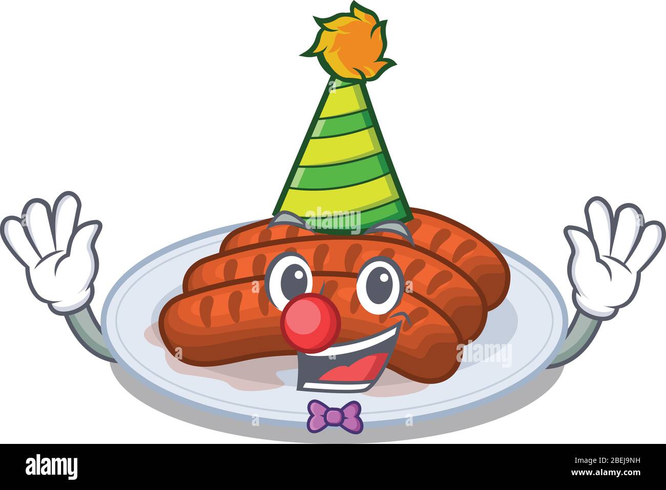 cartoon character design concept of cute clown grilled sausage Stock ...