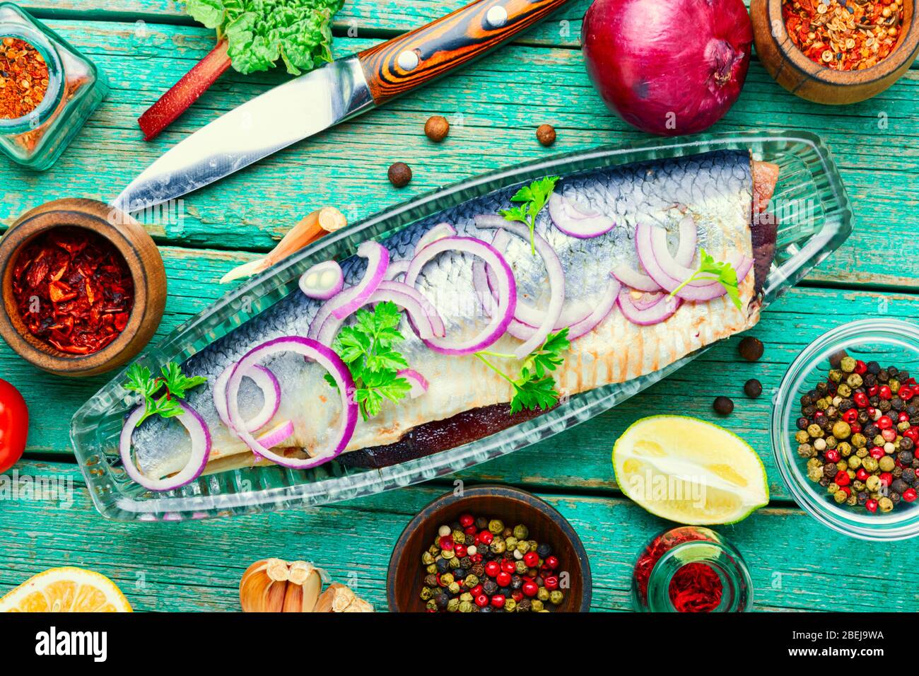 Pickled herring fish pepper hi-res stock photography and images - Alamy